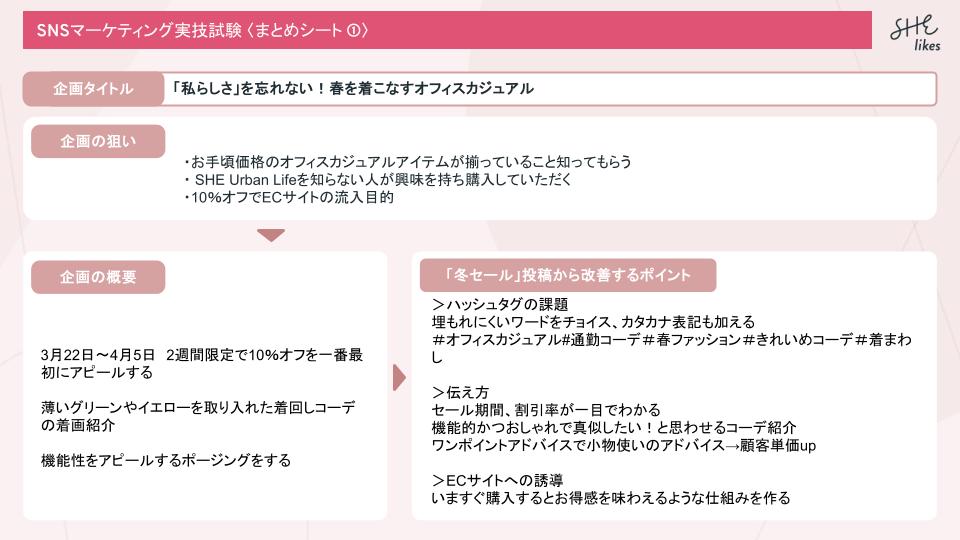 SHElikes SNSマーケティング実技試験 | saki